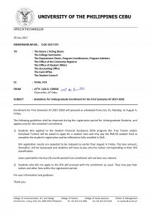 memo - Office of the University Registrar